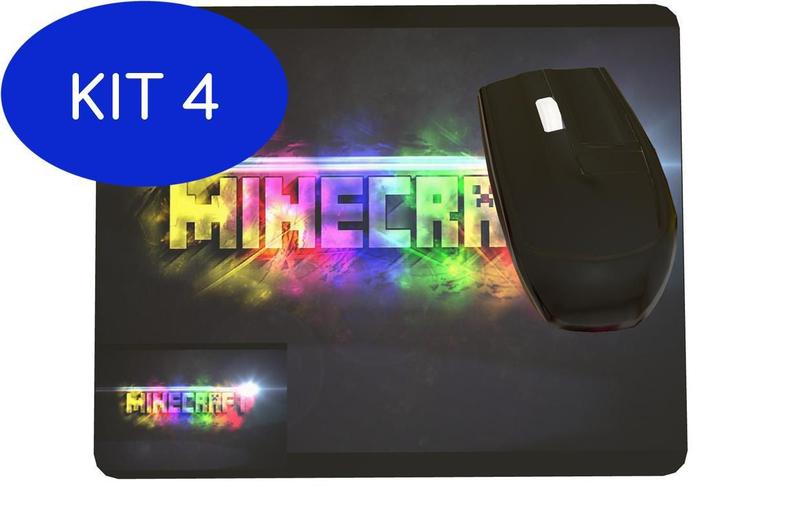 Kit 4 Mouse Pad Minecraft Logo - Central Personalizados - Mouse Pad ...