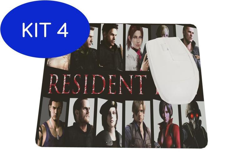 Kit 4 Mouse Pad Resident Evil Personagens - Central Personalizados ...