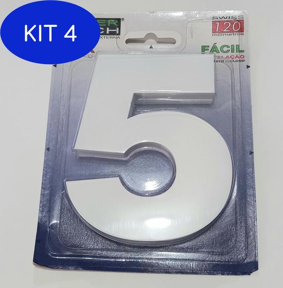 Kit 4 Número Inox Branco Algarismo - Para Fachada - 12 Cm - - Lasertech ...