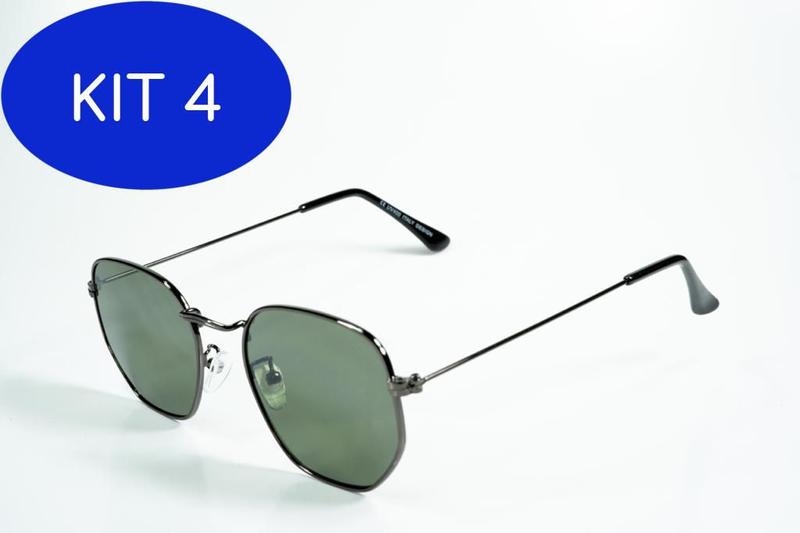 Kit 4 Óculos De Sol Hexagonal Grafite Estilo Blogueira - Redex - Óculos ...