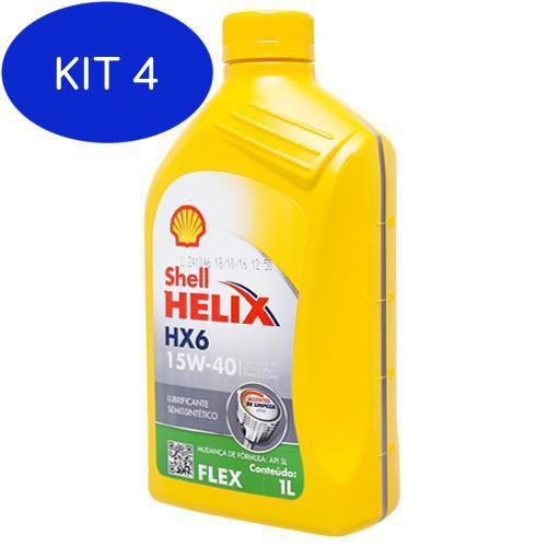 Kit 4 Óleo Shell Helix Hx6 15W40 Semissintético Flex 1 Litro ...