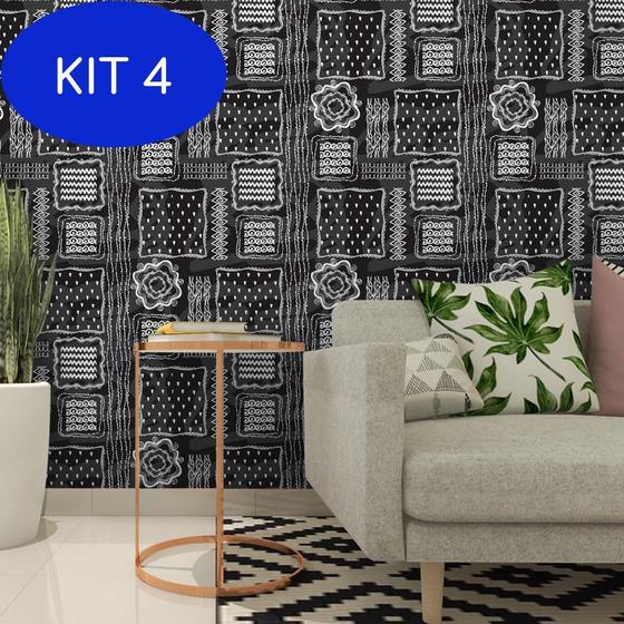 Kit 4 Papel De Parede Abstrato Auto-Colante Vinílico 0039 - Paredes ...