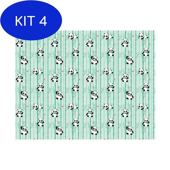 Kit 4 Papel De Parede Adesivo Infantil 3 Metros - Panda - Leonora 