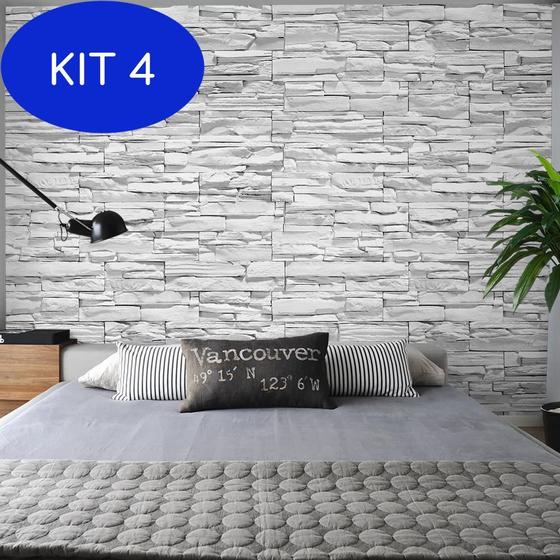 Kit 4 Papel De Parede Adesivo Lavável Tijolos 0012 - 3m x - Paredes Decoradas - Papel de Parede ...