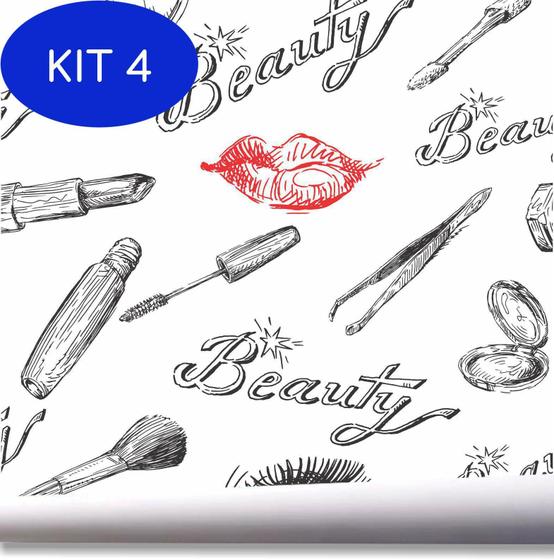 Kit 4 Papel De Parede Estética Maquiagem Salão De Beleza - Quartinho Decorado - Papel de Parede ...