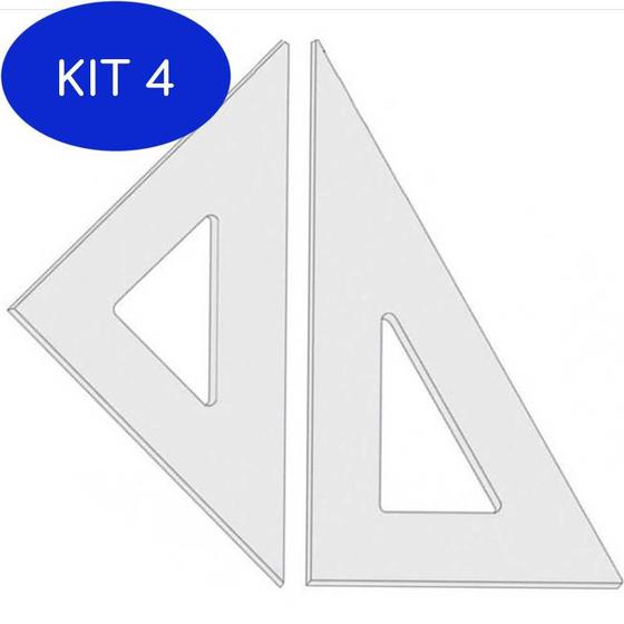 Kit 4 Par De Esq. Desenho Técnico 21Cm S/Chanfro - Fenix - Gabarito ...