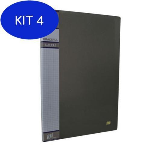 Kit 4 Pasta Com Grampo Mola Transparêntete Ofício Fumê 911Ps Yes ...