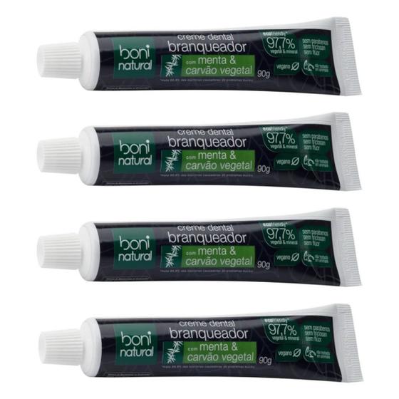 kit 4 Pasta Dente Natural Vegana Boni Menta Carvao Vegetal - BONI ...