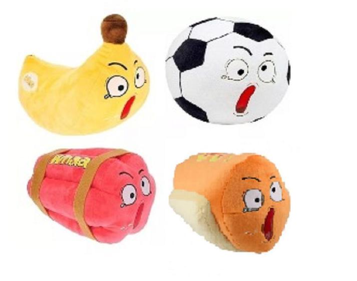 Kit 4 Pelúcias Wha Whaa Whacky Banana, Hotdog, dinamite e bola DTC ...