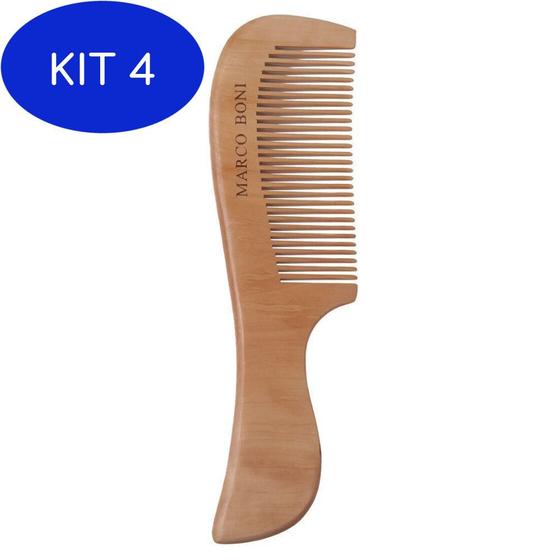 Kit 4 Pente De Madeira Com Dentes Finos Linha Woodline - Marco Boni ...