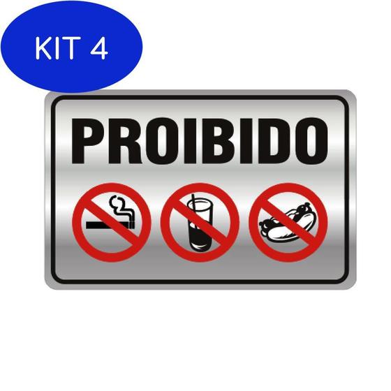 Kit 4 Placa De Sinalização Indika Proibido Fumar, Comer E Beber - Placa ...