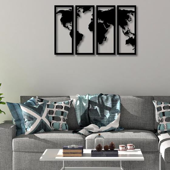 Kit 4 Placas Quadros Decorativos Mapa Mundi Mdf 3Mm - Papel E Parede ...