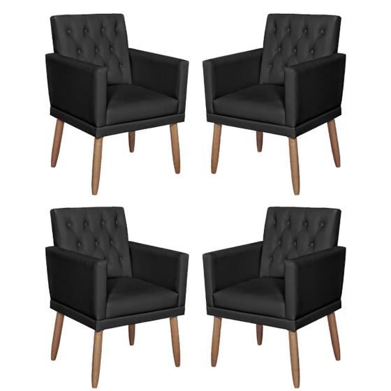 Kit 4 Poltronas Capitone material sintético para Sala de Estar ...