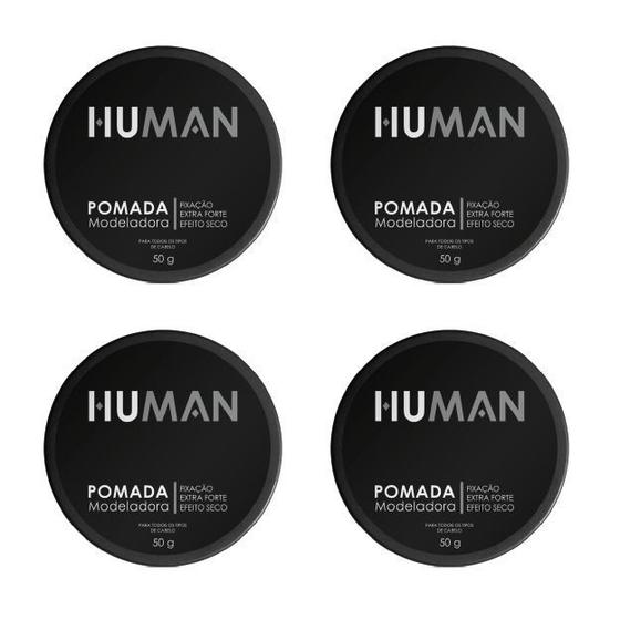 Kit 4 Pomadas Modeladora Efeito Seco Extra Forte Human 50 G - Pomada ...
