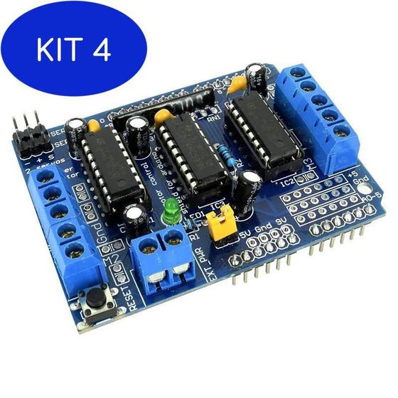 Kit 4 Ponte H L293D Driver Para Motor Arduino Mega E Uno - Mj ...