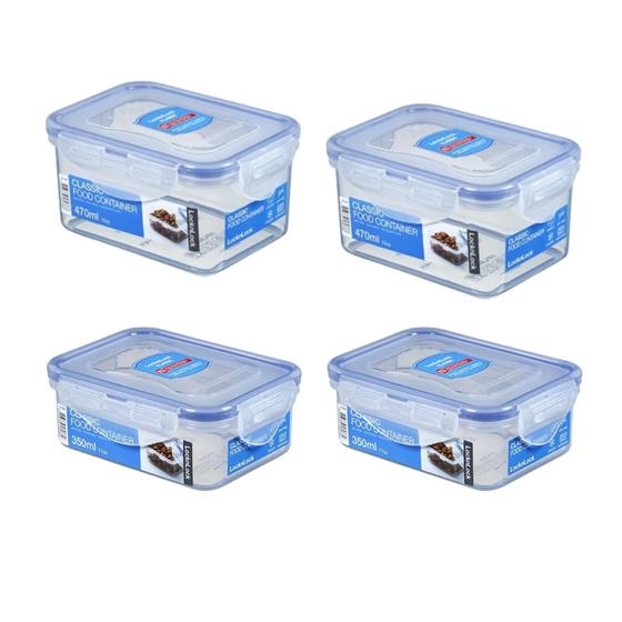 Kit 4 potes herméticos retangular Lock&Lock 350mL + 450mL - Pote ...