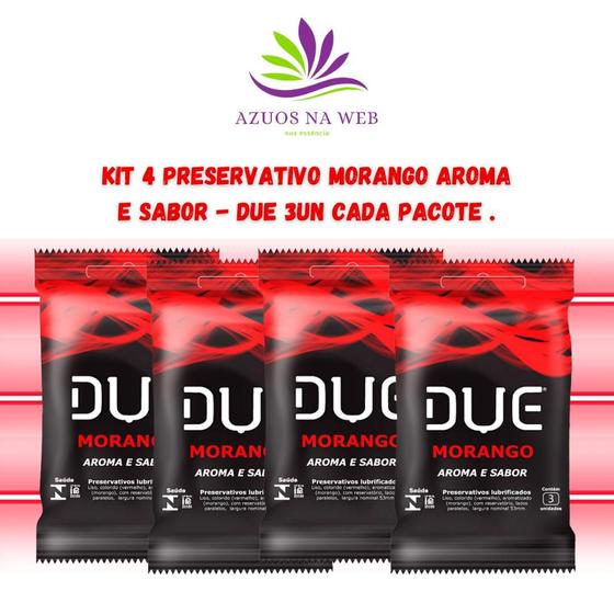 Kit 4 Preservativo Morango Aroma e Sabor - Due 3un cada pacote ...