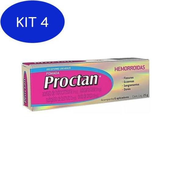 Kit 4 Proctan Pomada 25G Uso Adulto - Creme/ Pomada para Assadura ...
