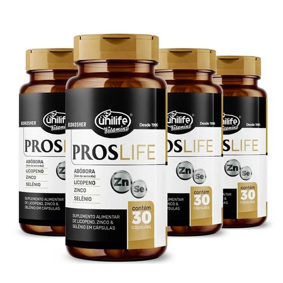 KIT 4 PROSLIFE Semente de Abóbora Licopeno Zinco 30 CAPS UNILIFE - Óleo de Semente de Abóbora ...