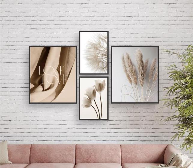 Kit 4 Quadros Decorativos Decoração Sala Quarto Dente De Leão Cores ...