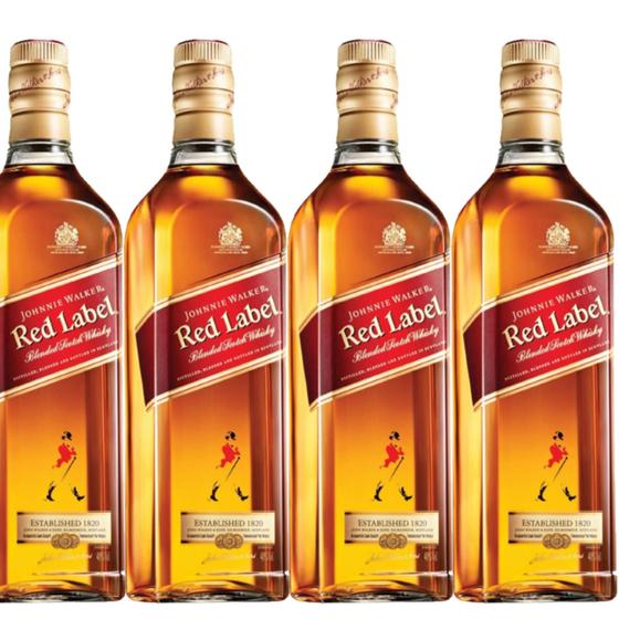 Kit 4 Red Label 1 Litro Whisky Johnnie Walker na caixa lacrado Original ...