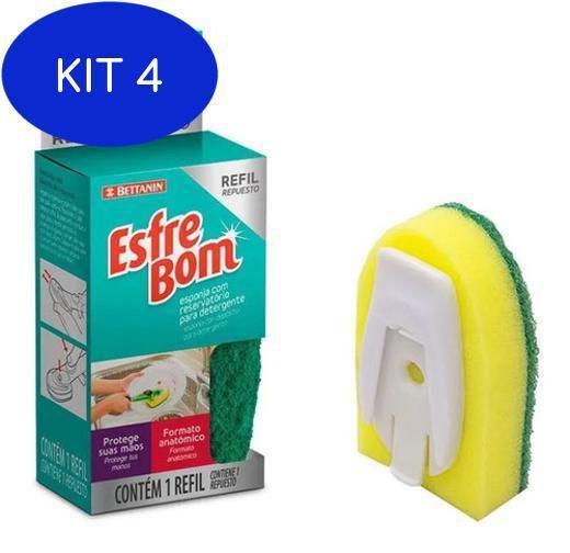 Kit 4 Refil Esponja Para Dispenser Esfrebom Lava Louça Panela Copo ...