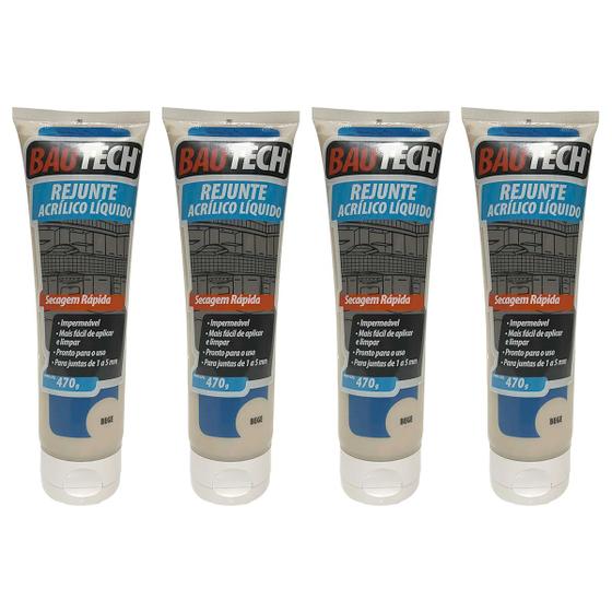Kit 4 Rejunte Acrílico Líquido Pronto Bautech Bege 470g - Kit Bautech - Rejunte - Magazine Luiza