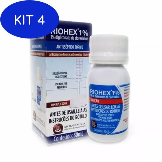 Kit 4 Rioquímica Riohex Antisséptico 1% Caixinha 30Ml - Rioquimica ...