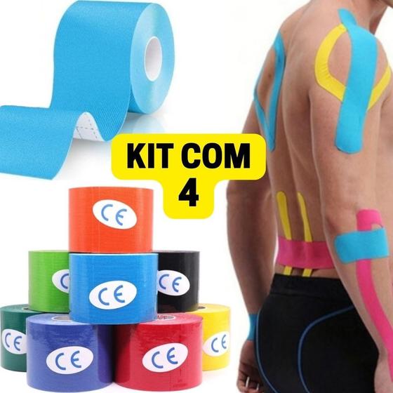 kit-4-rolos-5m-kinesio-tape-bandagem-el-stica-funcional-fisioterapia