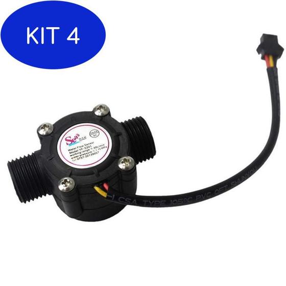 Kit 4 Sensor Hall Fluxo Vazão Água 12 Arduino 30lminuto Mj Sensor De Presença Magazine 