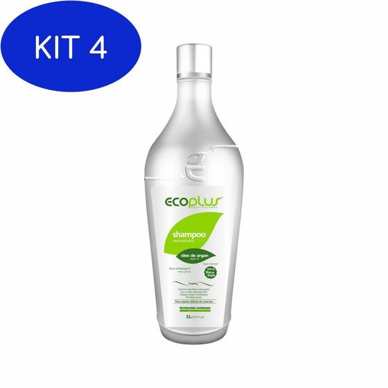 Kit 4 Shampoo Reconstrutor Anti Resíduo 1L - Ecoplus - Shampoo ...
