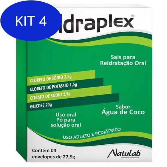 Kit 4 Soro Reidratação Hidraplex 4 Envelopes Água De Coco - Natulab ...