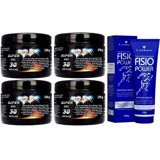 Kit 4 Super Gel 30 Ervas 250G + 1 Pomada Fisio Power 150G - Bio ...