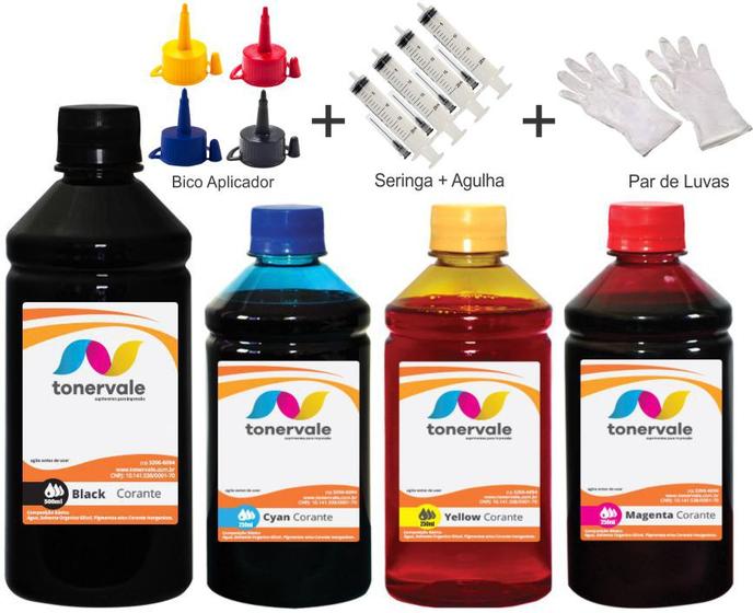 Kit 4 Tinta Para Epson L380 T664120 CMYK 500ml Black e 250ml Color ...