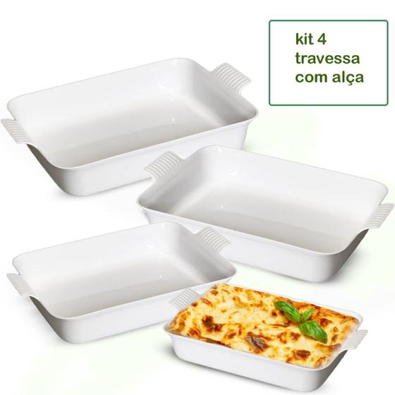 Kit 4 Travessa Com Alça Le Chef Branca Para Alimentos - Paramount 3 ...