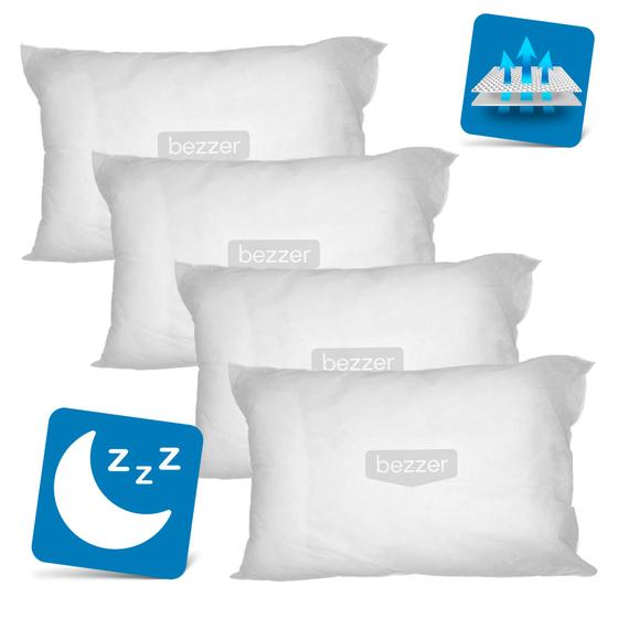 Kit 4 Travesseiro Macio Confortável e Econômico 45x65 cm Lavável Anti ...