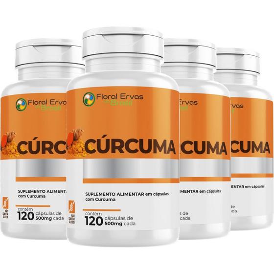 Kit 4 Un Açafrão Da Terra Puro 480 Caps 500mg Floral Ervas - Floral ...