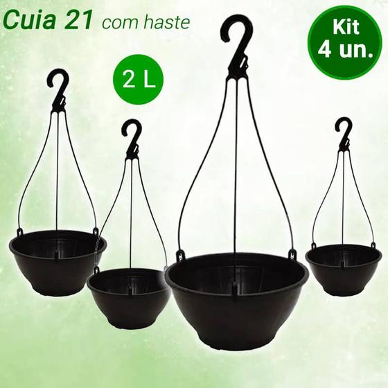 Kit 4 un vaso cuia 21 com haste para plantas samambaia pendentes 2 ...