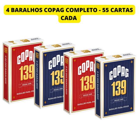 Kit 4 Und Baralho Copag Completo Com 55 Cartas Convencionais - Baralho ...