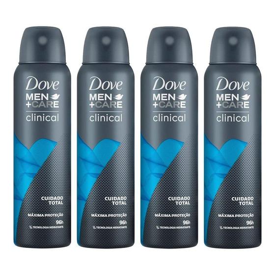 Kit 4 und.Desodorante Dove Aerosol Man Clinical Cuidado Total 150ml ...