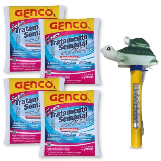 Kit 4 Und Super Tratamento Semanal Oxigenco + Termometro Flutuante ...