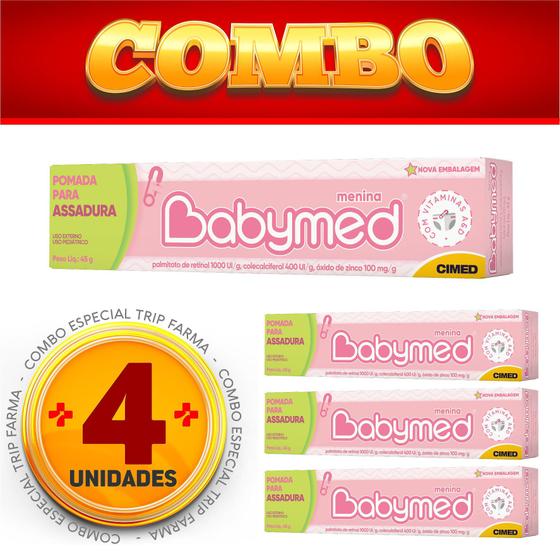 Kit 4 Unidades Babymed Menina Cimed Pomada Para Assaduras infantil 45g ...