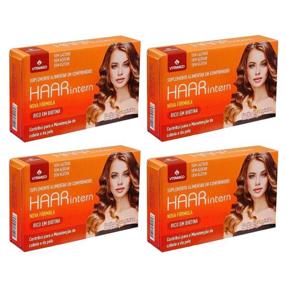 Kit 4 Unidades Haar Intern Para Tratamento Capilar 240 Comprimidos ...