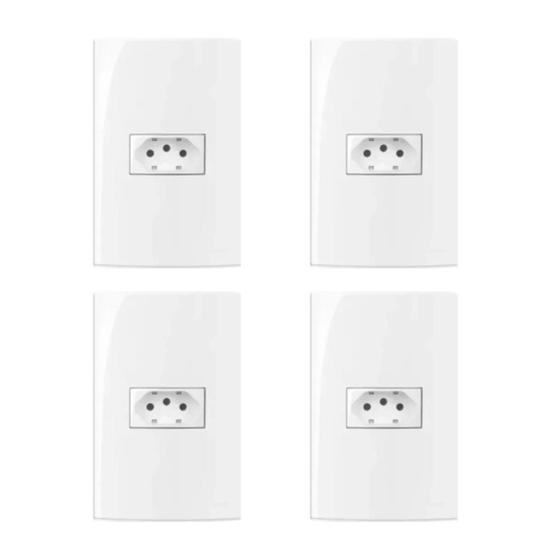 Kit 4 unidades - mg conj 1 tomada 2p+t 20a sleek 4x2 branco (16003) - MARGIRIUS - Tomadas ...