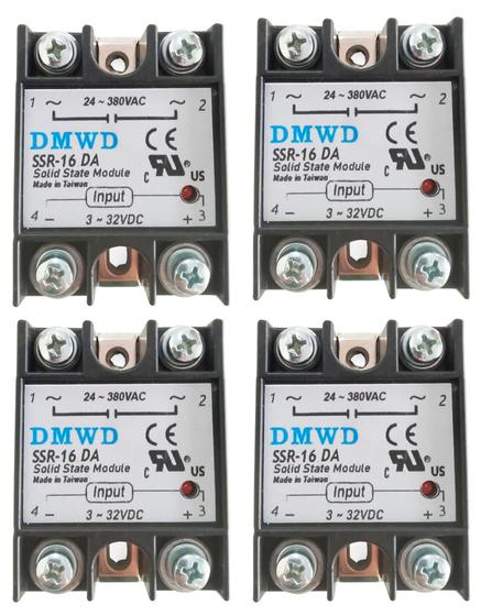 Kit 4 Unidades Relé Estado Sólido 16A SSR-16DA Dmwd 3-32VDC Ac Dc ...