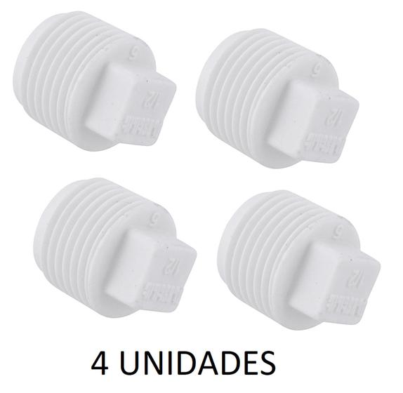 KIT 4 UNIDADES Tampao,Plug PVC Branco Roscável 1/2 PLASTILIT *6267 ...