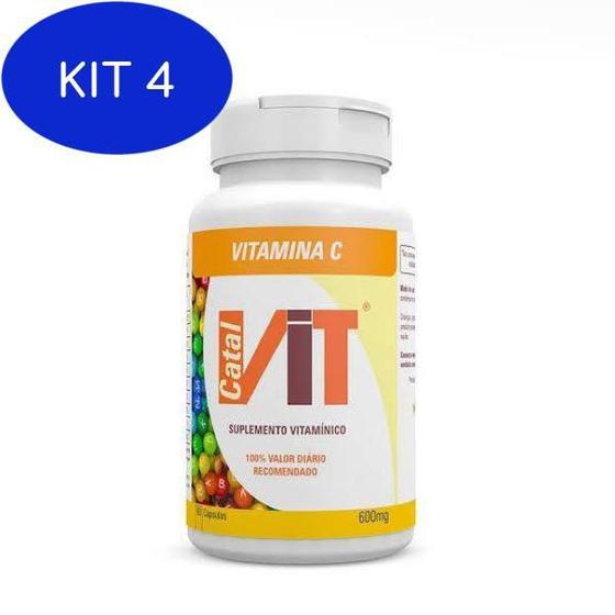 Kit 4 Vitamina C 90 Cápsulas 600Mg - Catalmedic - Vitaminas A-Z ...