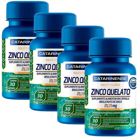 Kit 4 Zinco Quelato 30 Comprimidos Catarinense - Catarinense Pharma - Zinco - Magazine Luiza