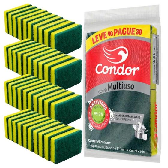 Kit 40 Unidades Esponja Bucha Multiuso Condor 10 PACOTES x 4 Esponjas ...