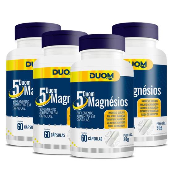 Kit 4x Duom 5 Magnésio Malato Quelato Taurato Citrato Óxido - Cloreto de Magnésio / Magnésio ...